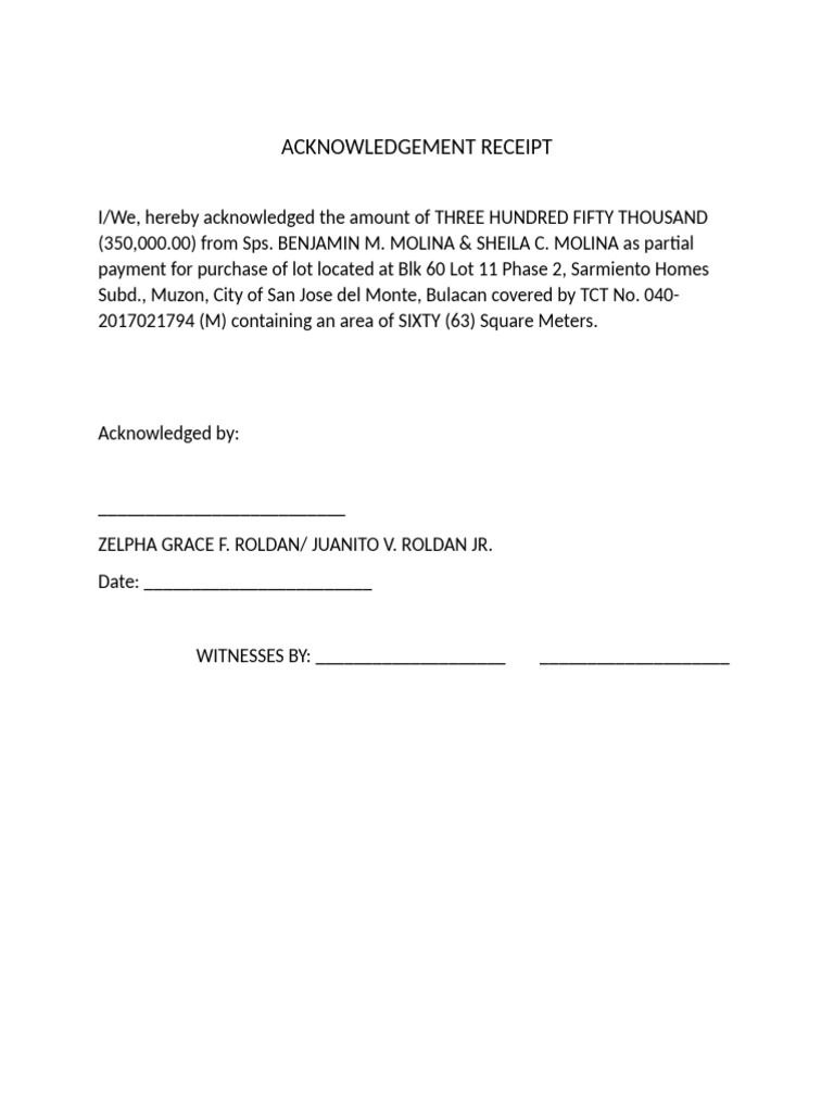 Acknowledgement Receipt | PDF