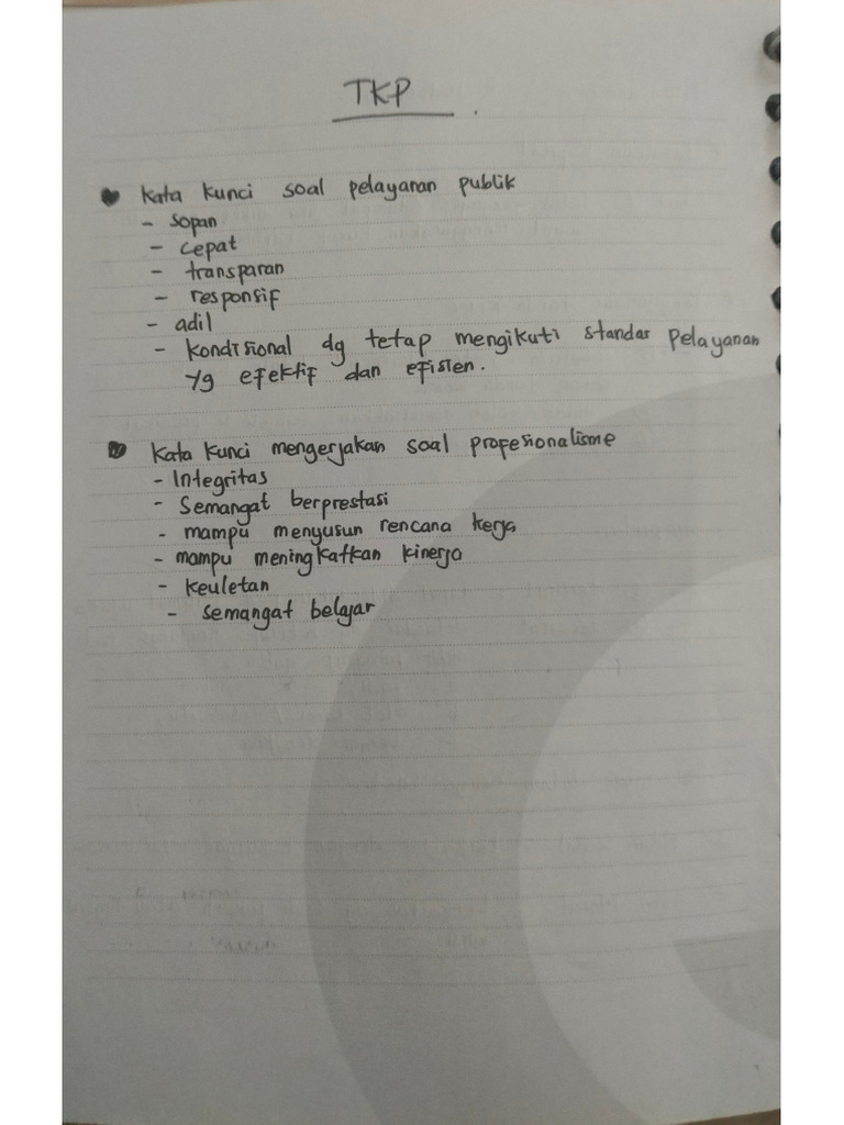 Catatan Kata Kunci TKP | PDF