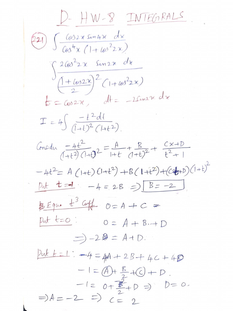D - H.W 7 Integrals | PDF