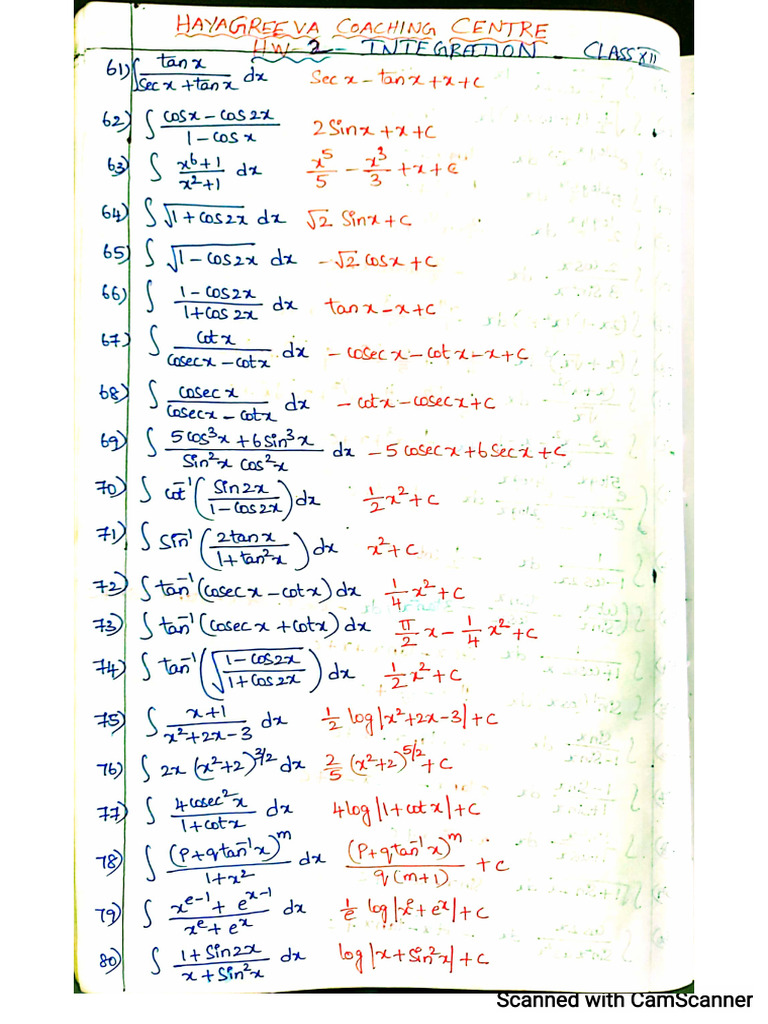 H.W - 2 - Integrals | PDF