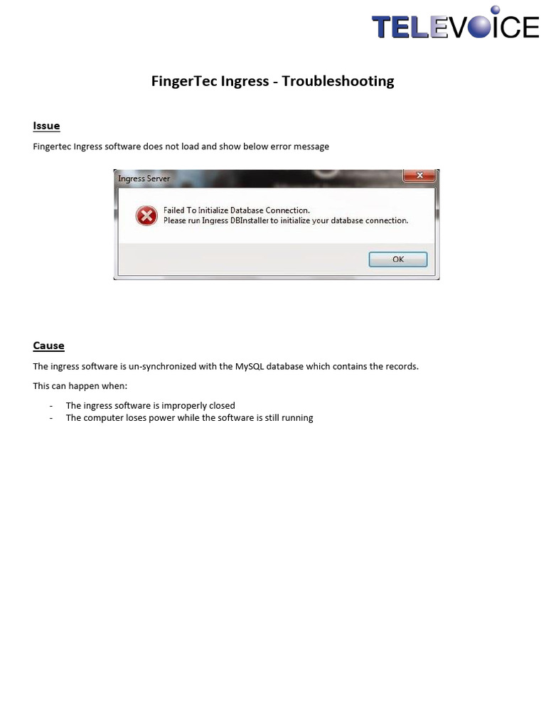 FingerTec Ingress Troubleshooting | PDF