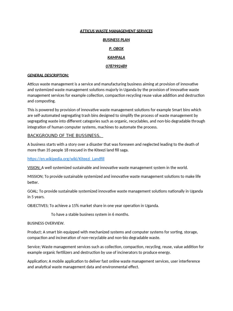 Atticus Waste Management Services | PDF | Pricing | Waste Management