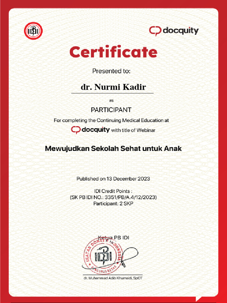 Certificate Mewujudkan Sekolah Sehat Untuk Anak | PDF | Business | Computers