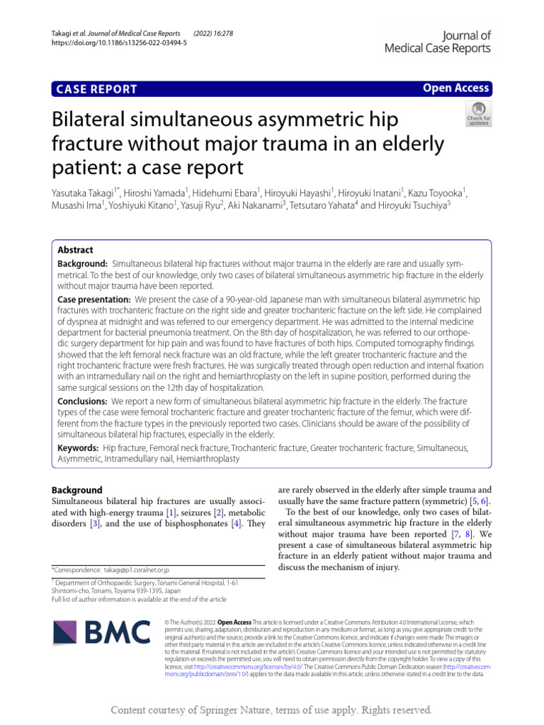 Bilateral Simultaneous Asymmetric Hip Fracture Wit Pdf Hip Radiography