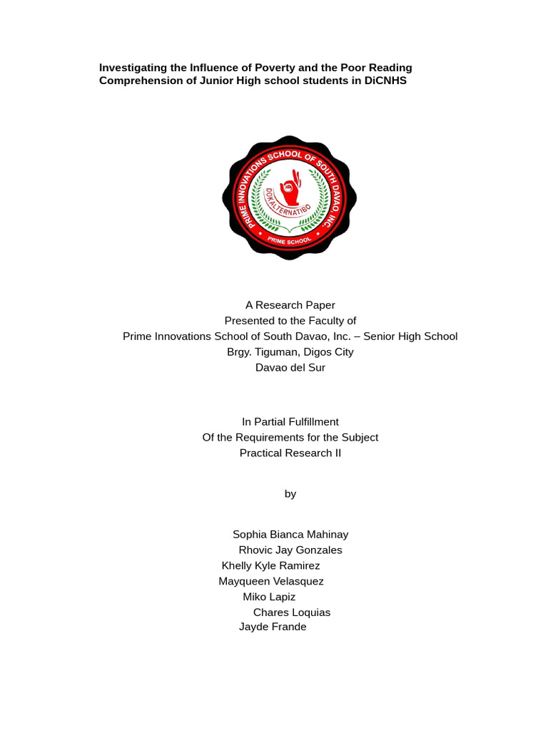 12 Humss A Cabigas Group | PDF | Reading Comprehension | Poverty