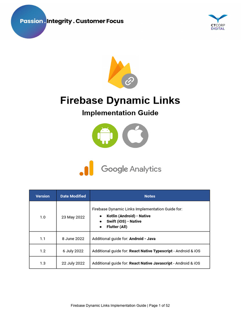 Analytics Documentation Guide for BUs - Phase 3 - Firebase Dynamic Links v.1.3 | PDF | Android ...