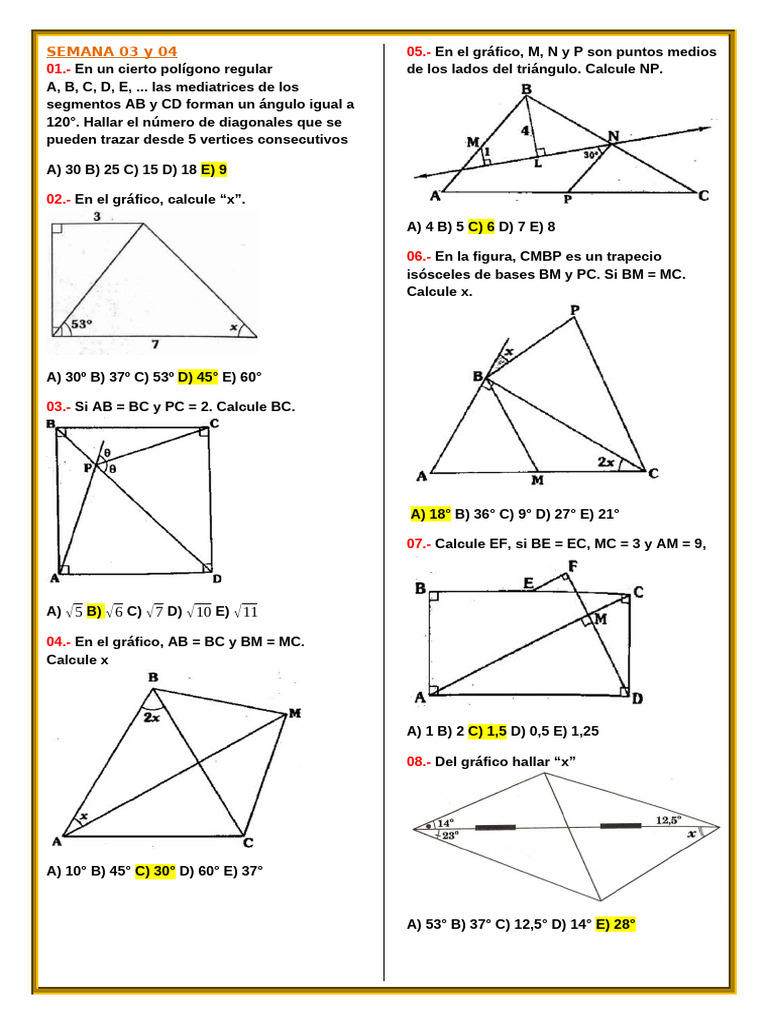 Geometria Preu Semana 3, 4 Ciclo 2024 II Avanzado | PDF | Triángulo | Politopos