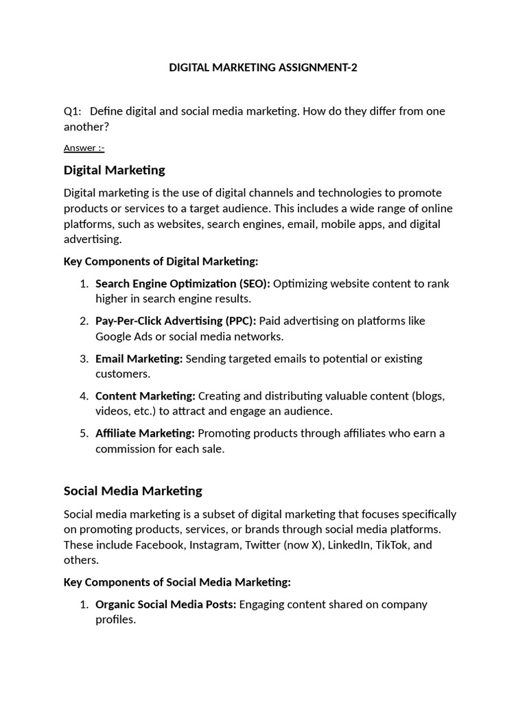 Digital Marketing Assignment-2 | PDF | Social Media Marketing | Digital ...
