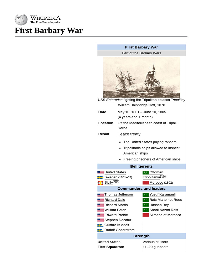 First Barbary War | PDF | Naval Warfare