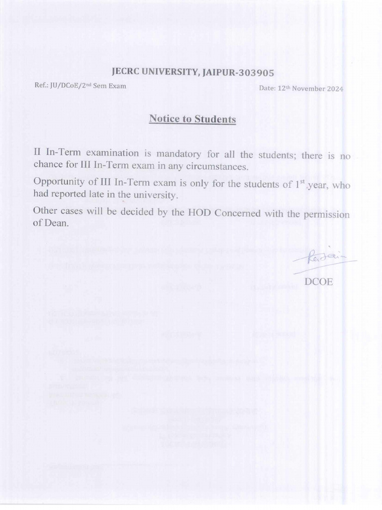 II in Term Exam Mandatory To All Students | PDF