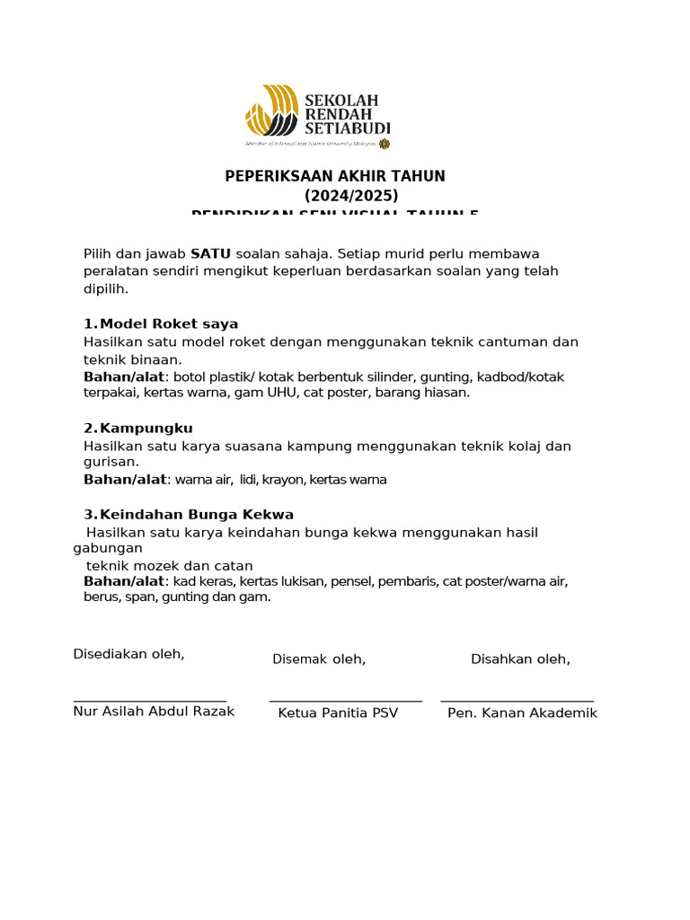 Uasa PSV Tahun 5 | PDF