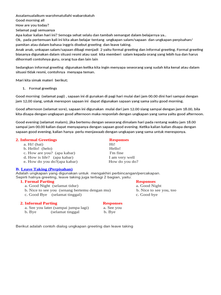 Assalam Materigreeting | PDF