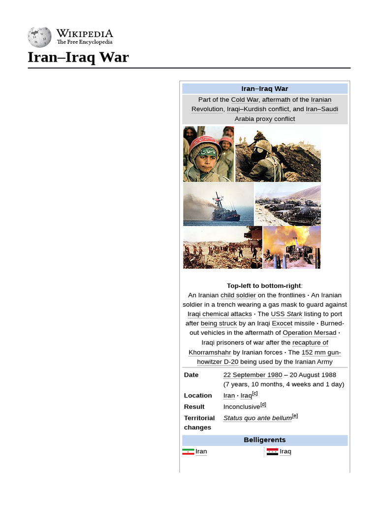 Iran-Iraq War Overview and Impact | PDF | Iranian Revolution | Saddam ...