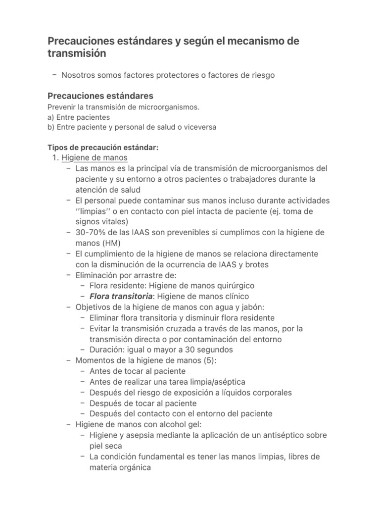 Precauciones Estándar en Salud: Higiene y EPP | PDF | Lavado de manos ...