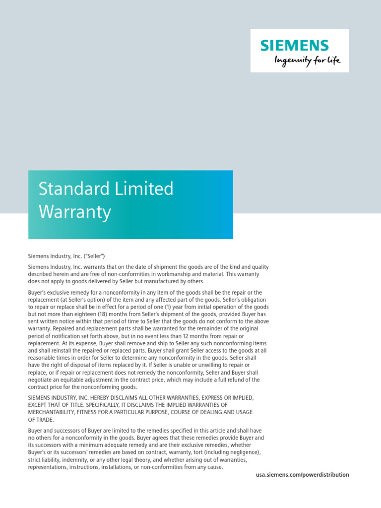 Standard Limited Warranty | PDF | Implied Warranty | Civil Law (Legal ...