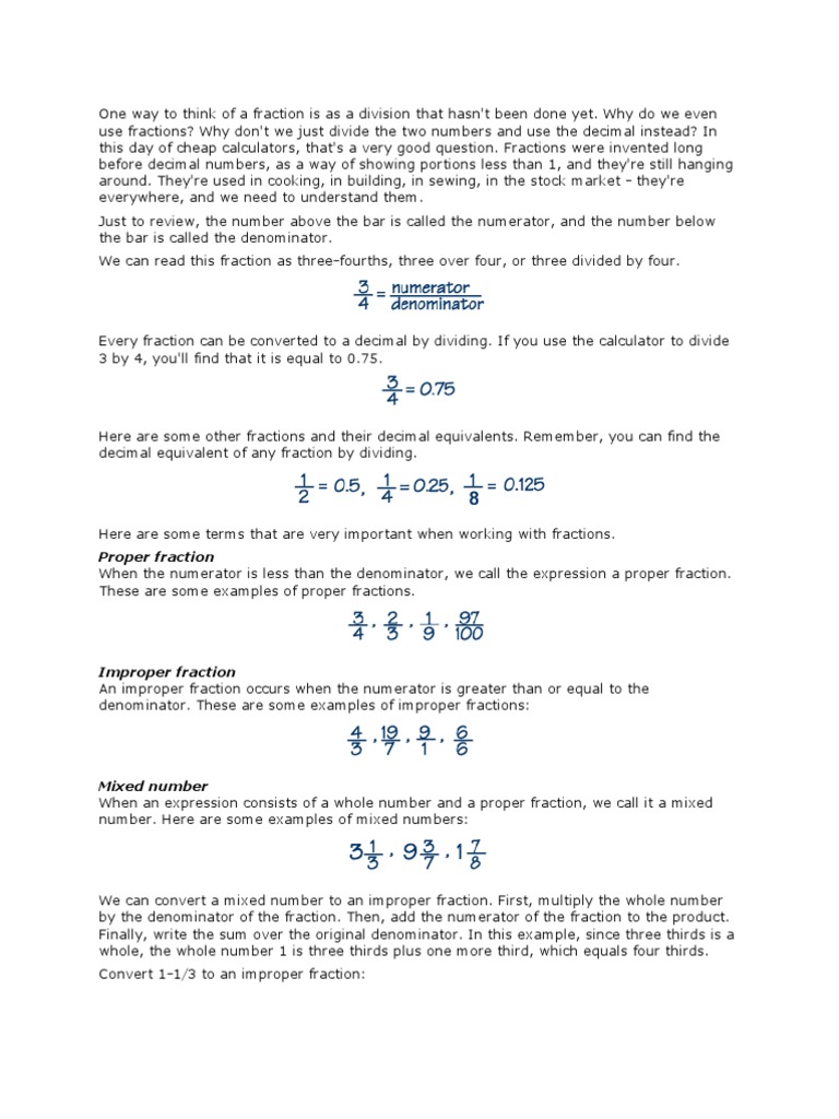 Fraction | Download Free PDF | Fraction (Mathematics) | Mathematical ...