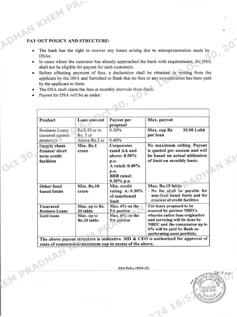 Dsa Payout Msme | PDF