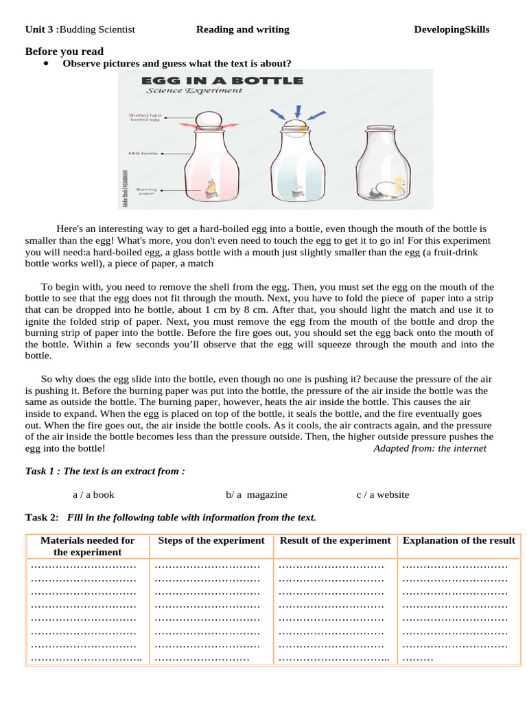 Egg in a Bottle Experiment Explained | PDF