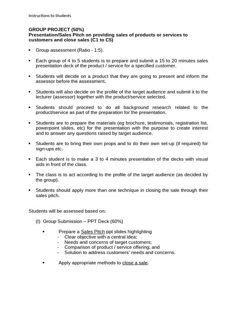 Instructions Students (Group Project) - v2 | PDF | Career & Growth