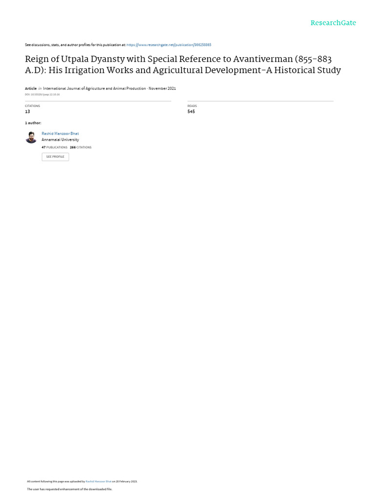 Reign of Utpala Dyansty With Special Reference To | PDF | Indus River ...