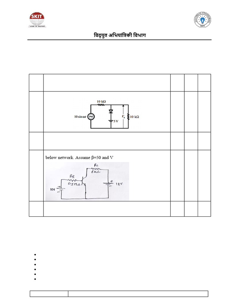 AE_Assignment Sheet-I | PDF | Bipolar Junction Transistor | Electronics