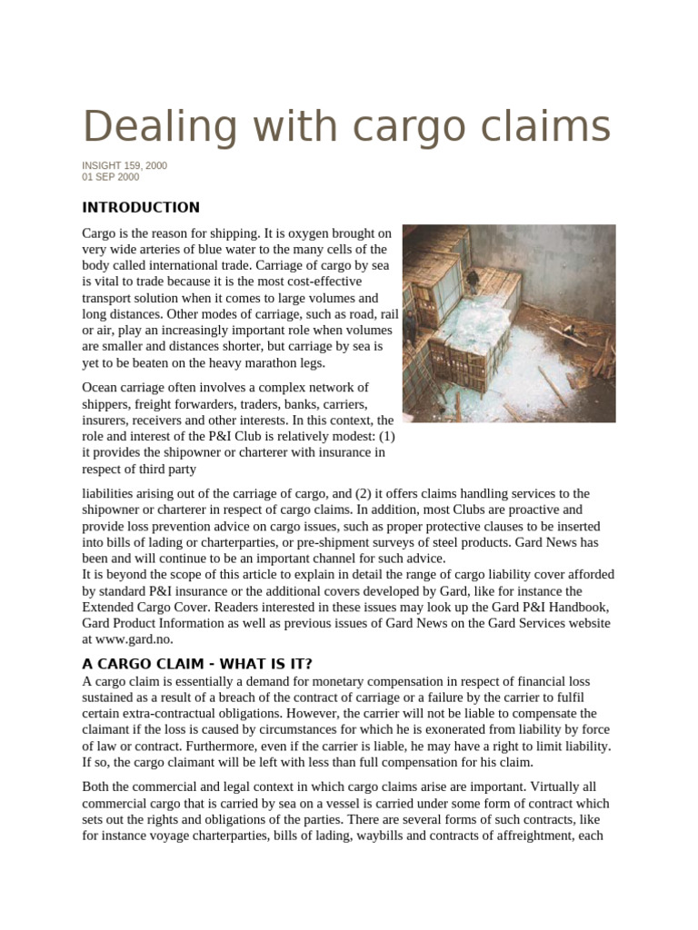 CW(Cargo Claims) | PDF | Cargo | Bill Of Lading