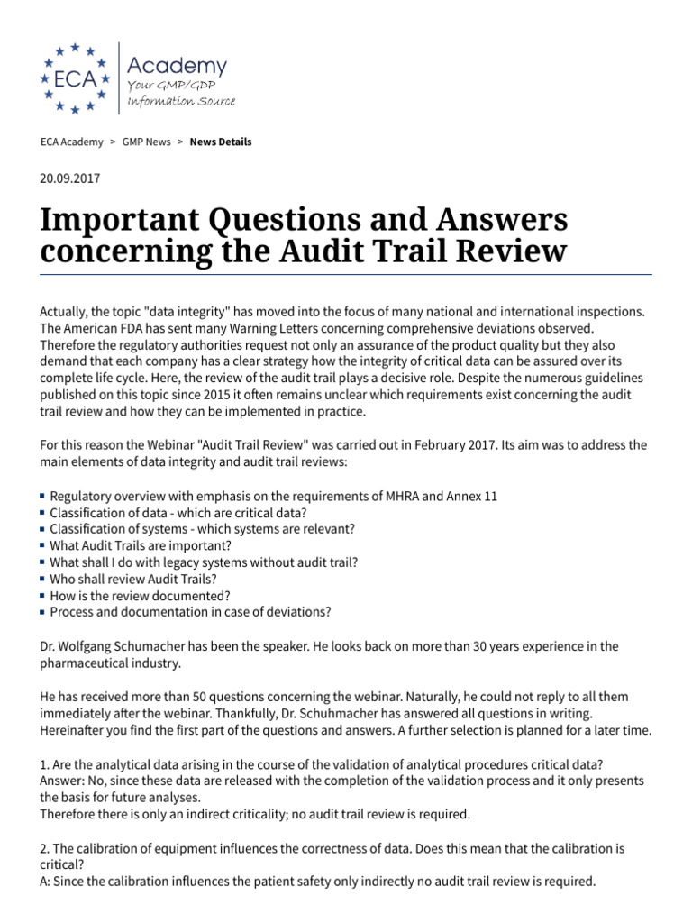 Audit Trail Review System | PDF | Audit