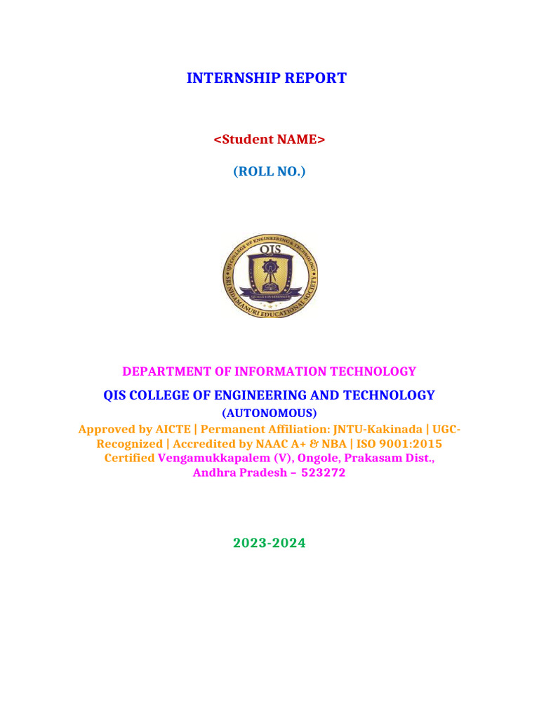 Internship Report - Sample Paper | PDF | Art | Computers