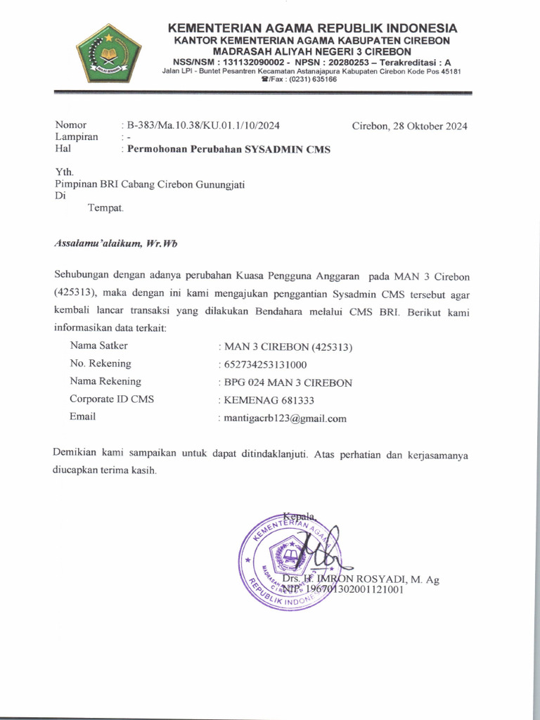 PermohonanCMS - MAN3 CRB (425313) | PDF