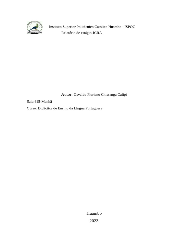 Relatório ISPOC Huambo | PDF | Classicismo | Pedagogia