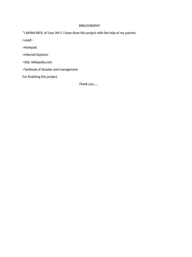Class 9 Disaster Management Project | PDF