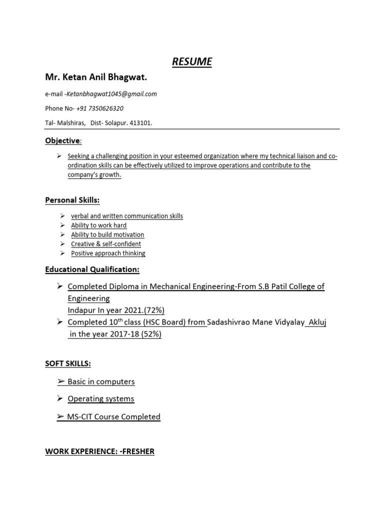 ?new Ketan Resume? | PDF