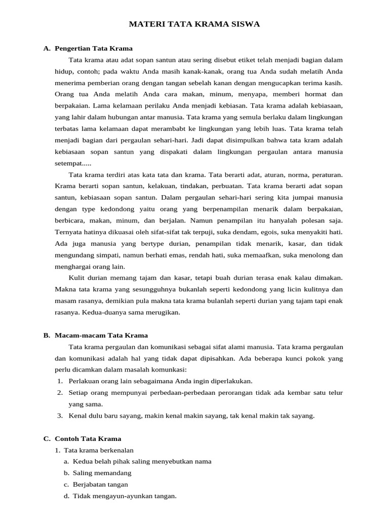 Materi tata krama | PDF