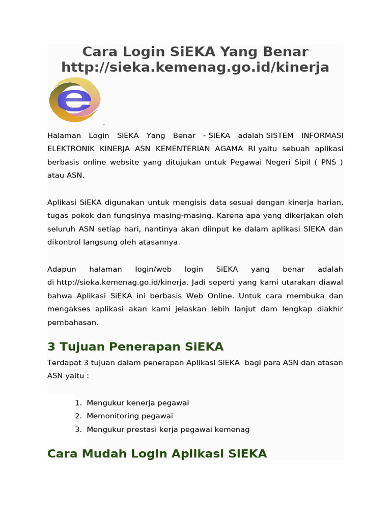 Cara Login SiEKA Yang Benar HTTP | PDF