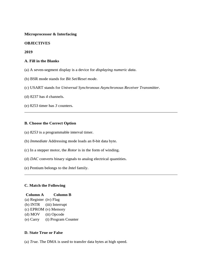 Microprocessor & Interfacing MCQs | PDF | Central Processing Unit | Integrated Circuit