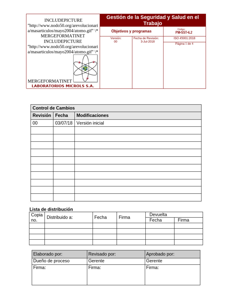 PM-SST-6.2 Objetivos y Programas | PDF | Laboratorios