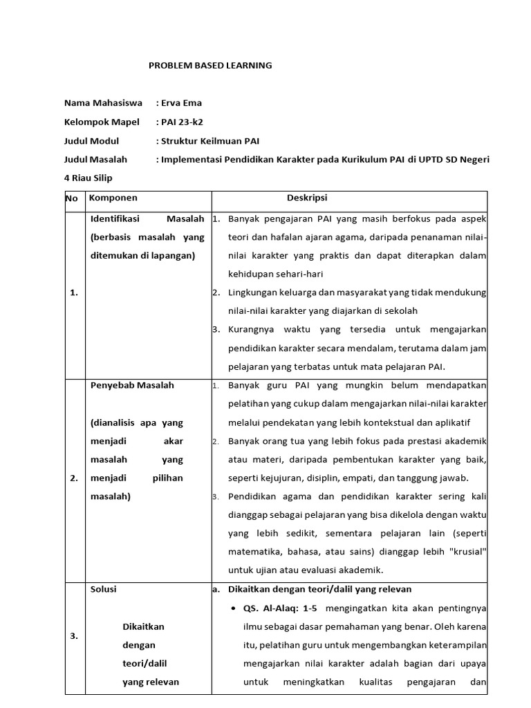 Lembar Kerja PROBLEM BASED LEARNING | PDF | Karier & Perkembangan