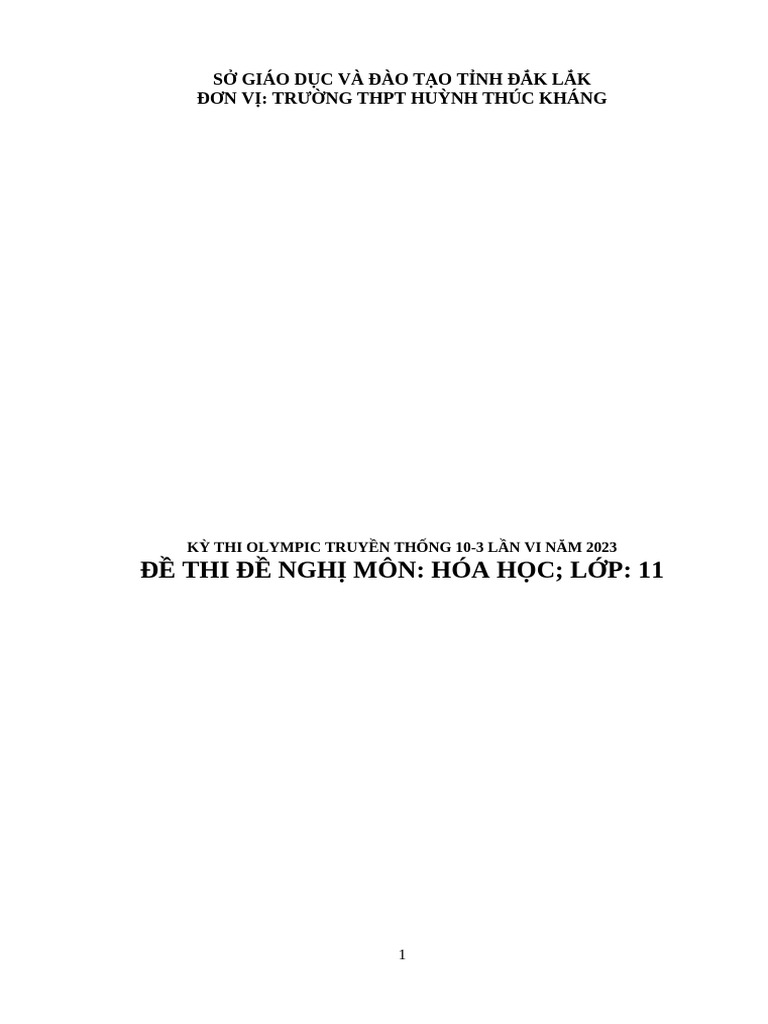 Hoa - 11 - THPT Hu NH Thúc Kháng | PDF