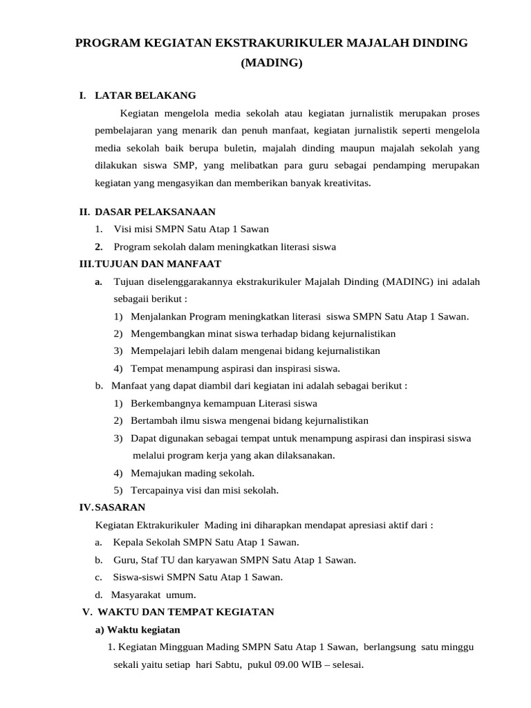 Program Ekstrakurikuler Mading | PDF