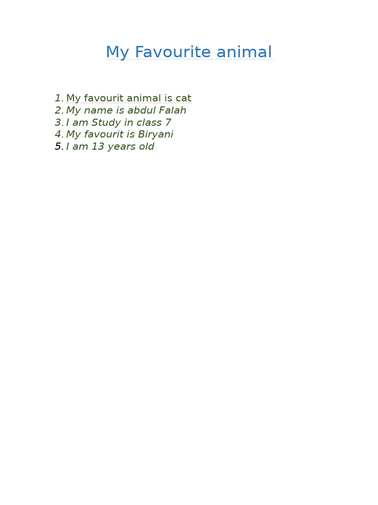 My Favourite Animal | PDF | Self-Improvement | Wellness