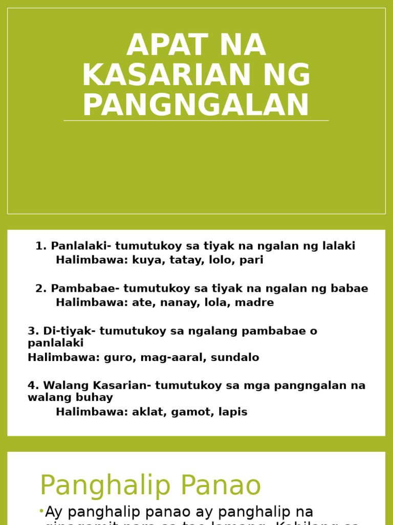 Apat Na Kasarian NG Pangngalan | PDF