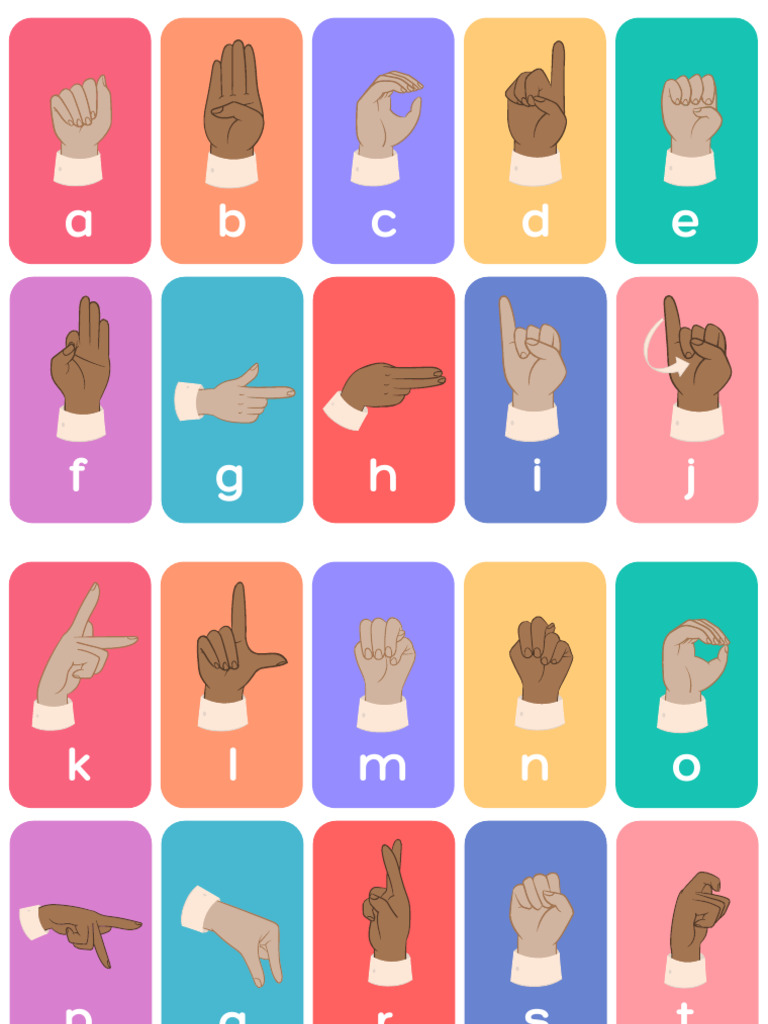 Pastel Sign Language Alphabet Flashcards | PDF