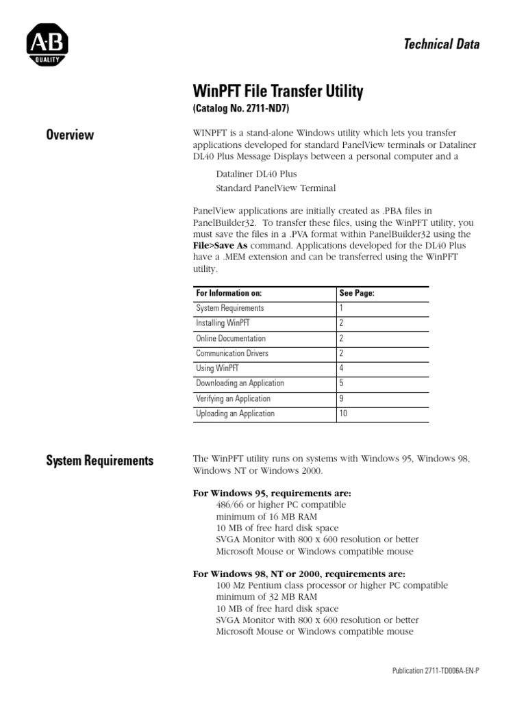 WinPFT Utility for File Transfers | PDF | Microsoft Windows | Device Driver