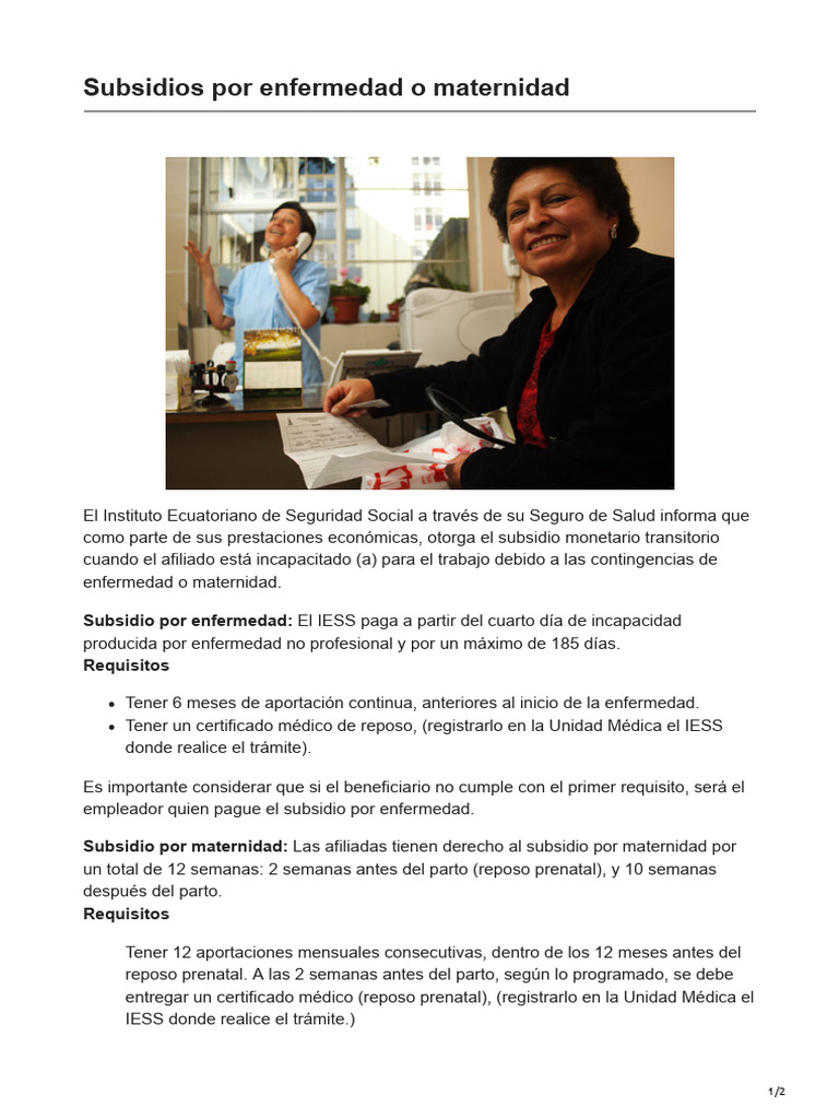 Subsidios Por Enfermedad o Maternidad | PDF | Derecho