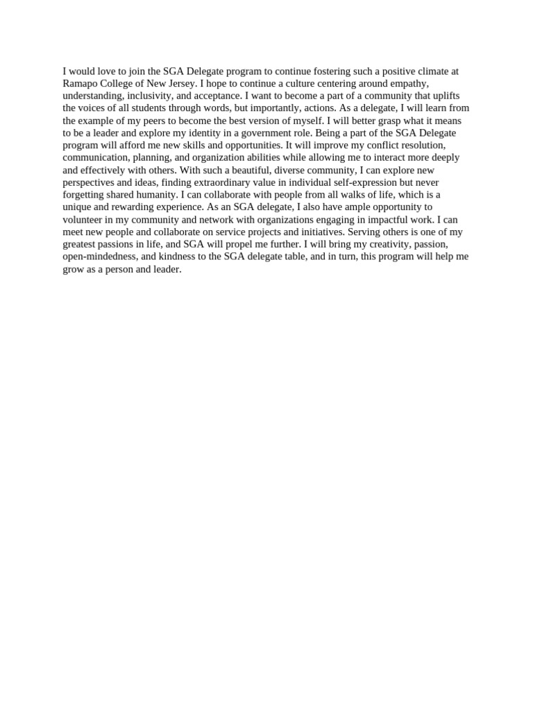 I Would Love To Join The SGA D | PDF | Career & Growth | Social Science
