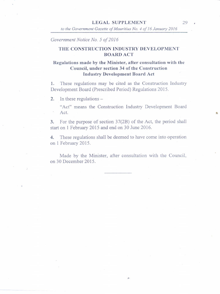 CIDB (Prescribed Period) Regulations 2015 | PDF