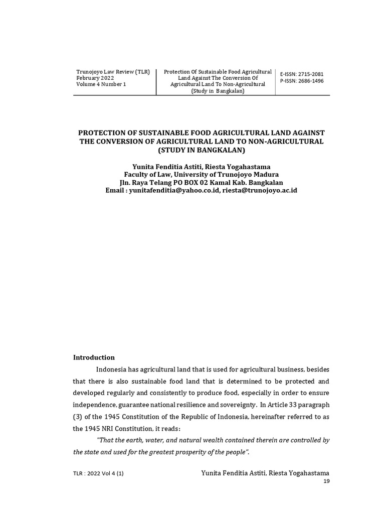 Research Rll-Protection of Sustainable Food Agricultural Land A | PDF ...