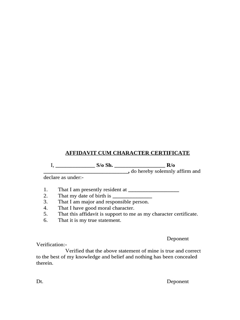 Character Affidavit | PDF