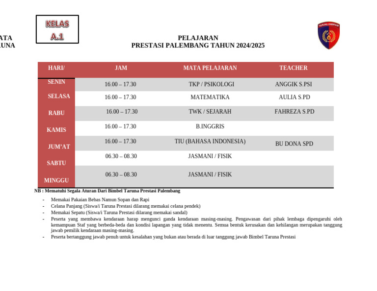 Jadwal Mapel Fix | PDF