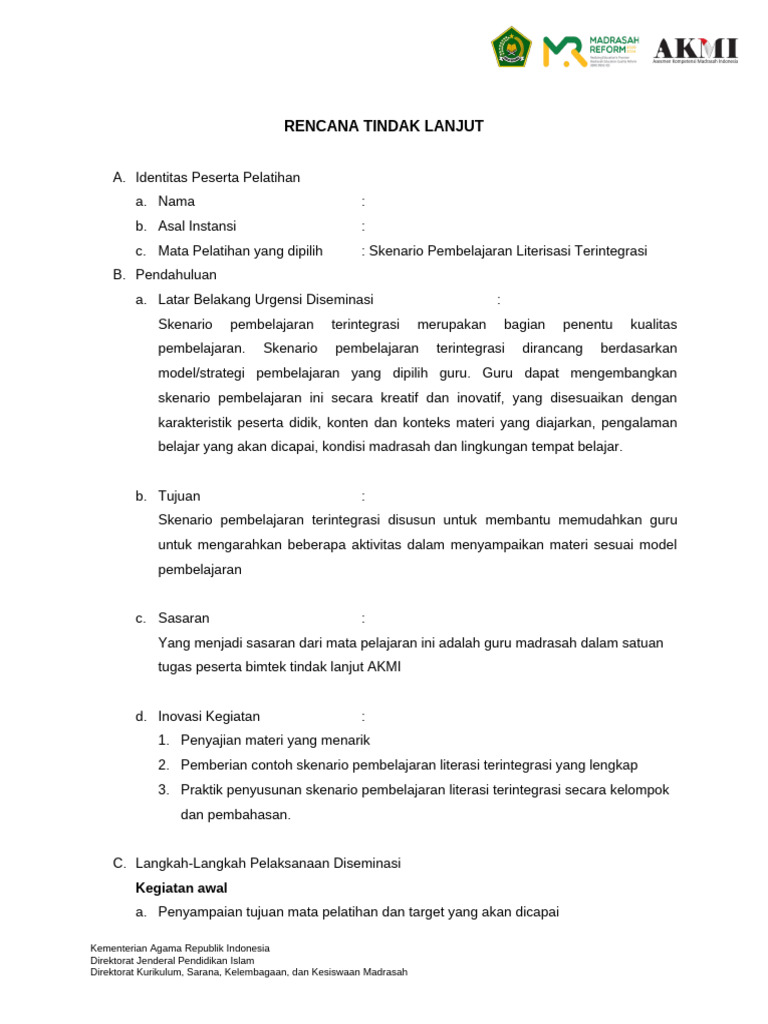 Contoh RTL Diseminasi 2024 - PGM | PDF